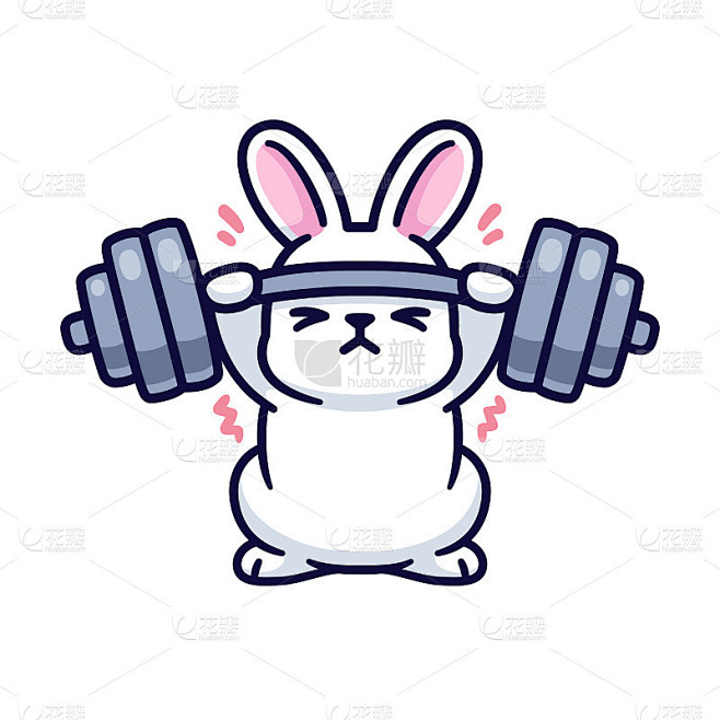 健身小兔，举杠铃的兔子