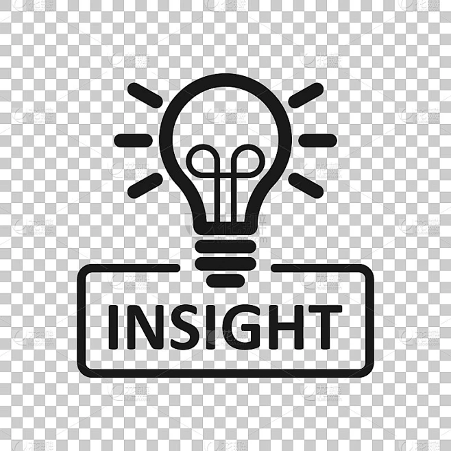 Insight icon in transparent style. Bulb vector ill素材-花瓣网