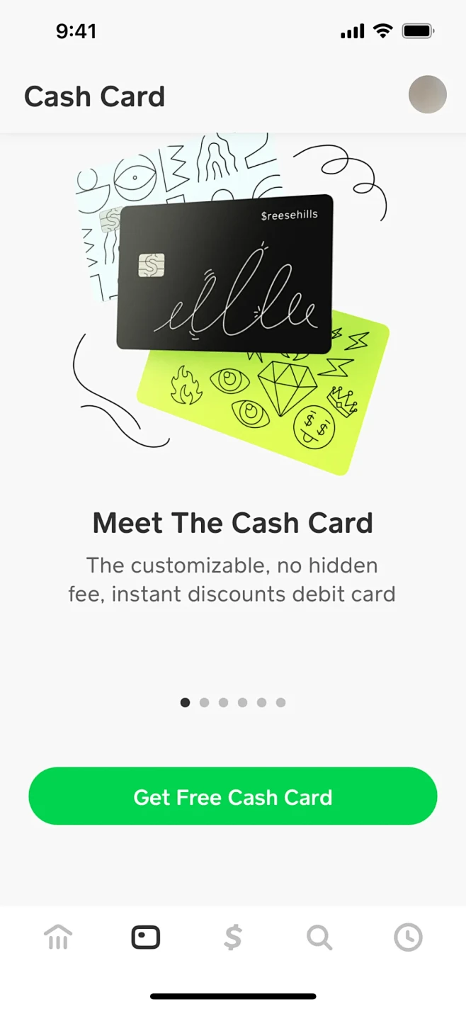 Cash App Ordering a Cash card screen