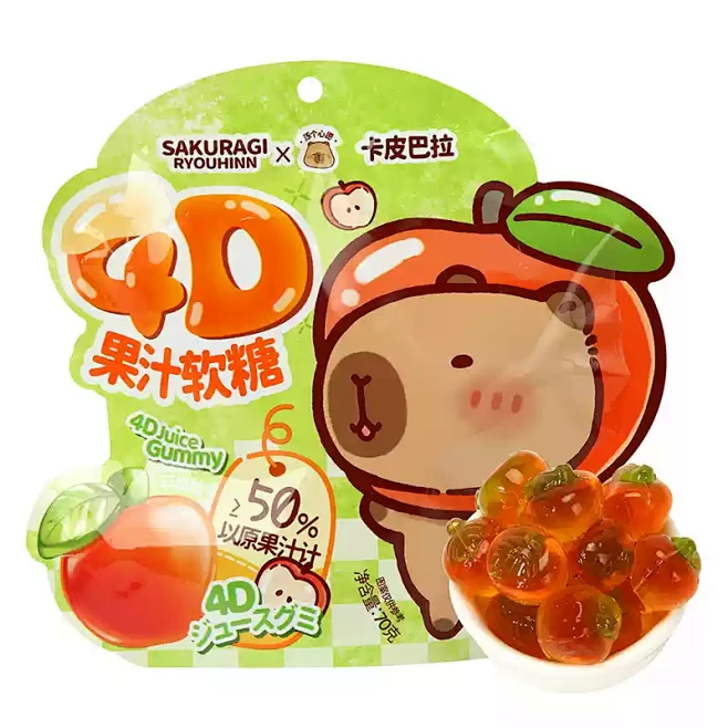 卡皮巴拉联名|4D果汁软糖70g 草莓葡萄水果坐车解馋零食独立包装-tmall.com天猫-花瓣网