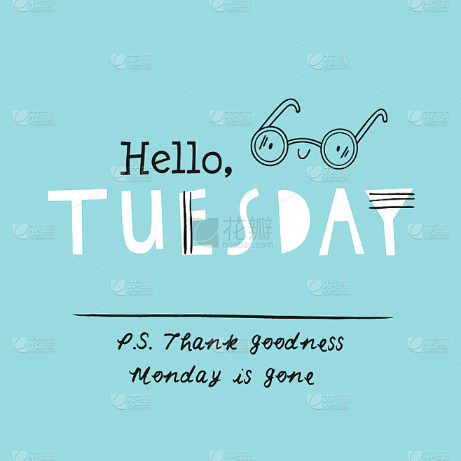 Hello, Tuesday - super cute vector background.