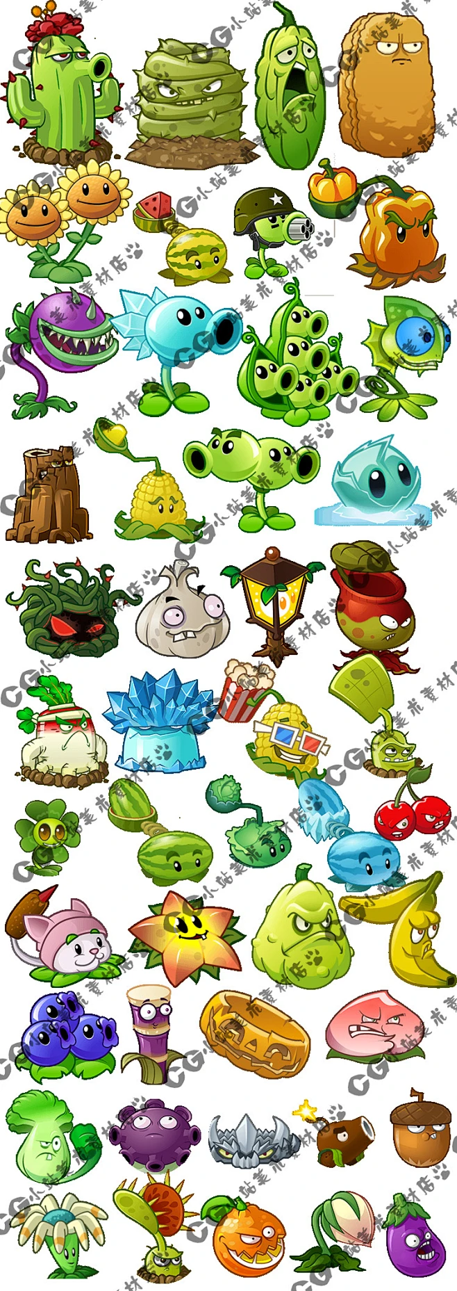 005 游戏美术资源 植物大战僵尸全套UI界面设计素材 图标游戏场景-淘宝网-花瓣网