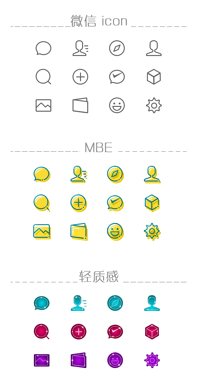 这是微信icon的三种不同风格的图标