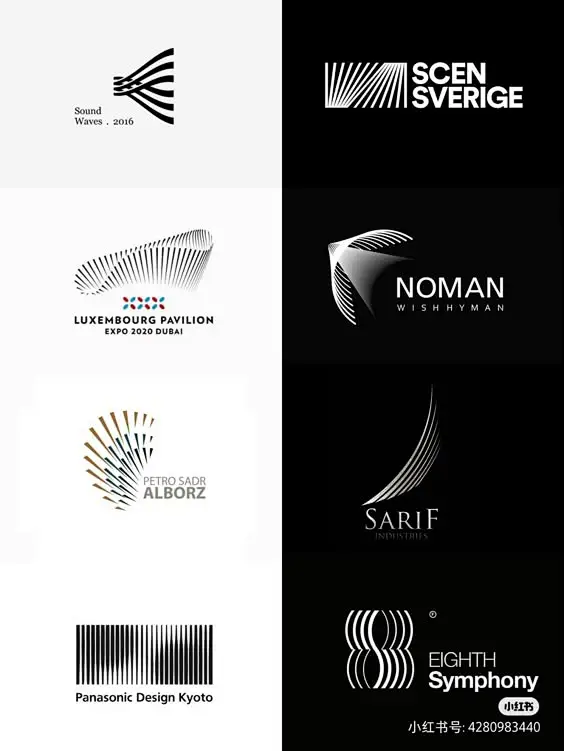 This may contain: four different logos designed to look like lines-花瓣网