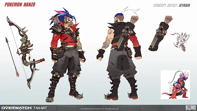 Overwatch Hanzo × Pokémon Scarlet and Violet fanart-花瓣网