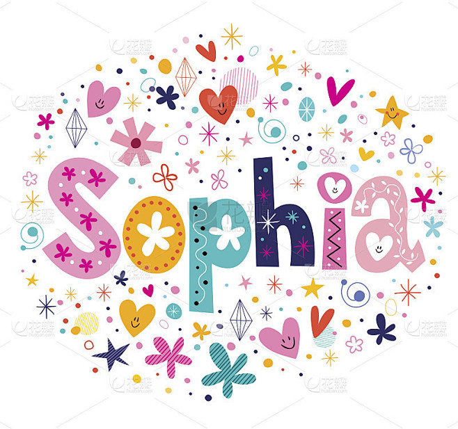 索菲亚女名装饰刻字式设计