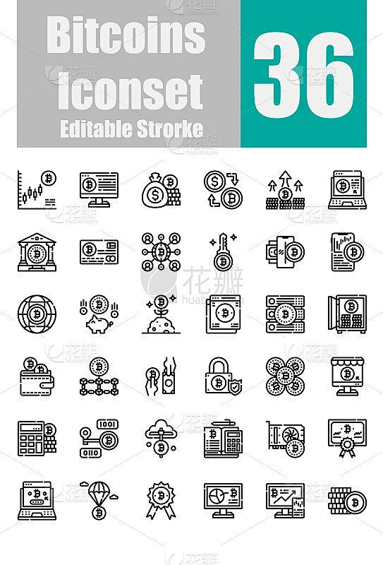 Bitcoins Outline 36 Icons素材-花瓣网
