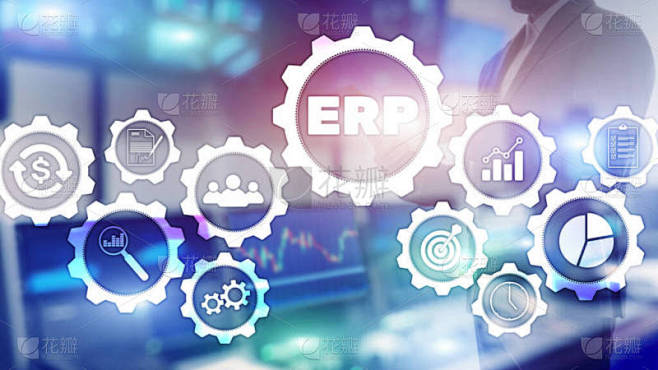 ERP系统，背景模糊的企业资源规划。业务自动化和创新概念.