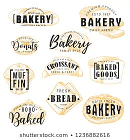 Bakery shop sketch lettering, bread and patisserie pastry desserts menu ...