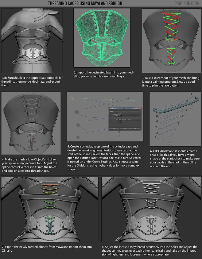 Tutorial: Stitching in ZBrush Using Insert Brushes, Paul Packham : Mini Tutorial on Stitching in ...