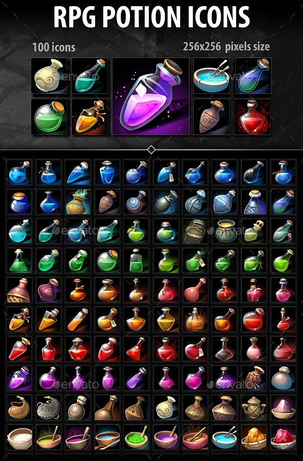 RPG药水图标-其他游戏资产
