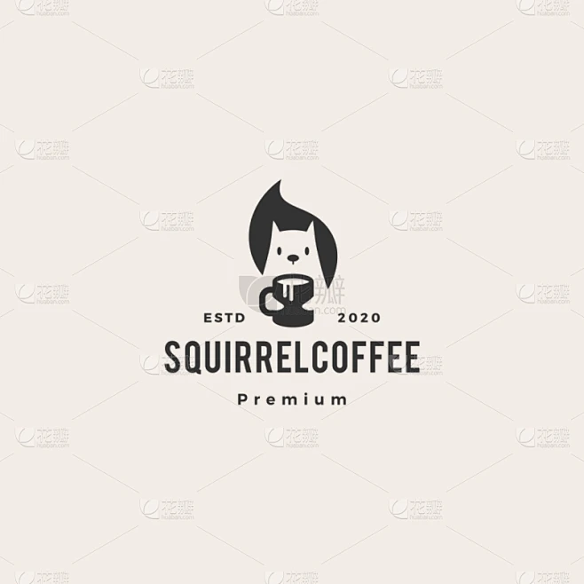 squirrel coffee mug drink logo icon hipster素材-花瓣网