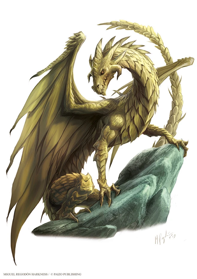 Pathfinder 2nd Edition Bestiary, Metallic Adult Dragons, Miguel Regodón ...