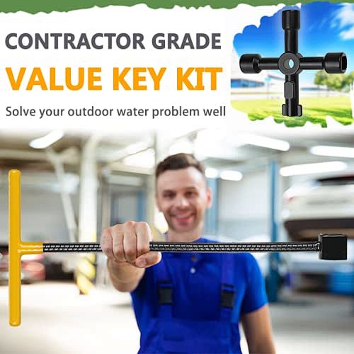 17 Inch Water Meter Key with 4-Way Multi-Functional Utilities Key ...