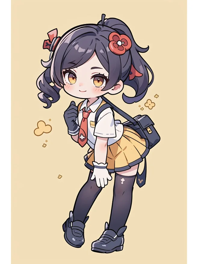 超可爱的原神Q版插画-校服千织 作者：阿喵 采集@别致的七-花瓣网