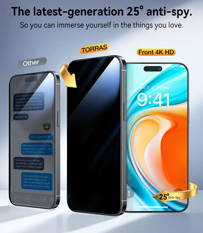 Amazon.com: TORRAS Military-Grade Glass for iPhone 16 Pro Privacy ...