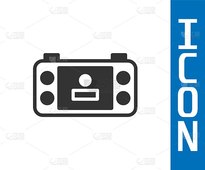 灰色便携式视频游戏控制台图标隔离在白色背景。手持游戏机。向量素材-花瓣网