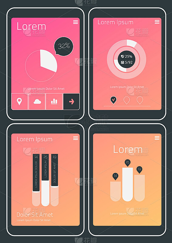flat-design-ui-chart-diagram-templates-blurred-dar