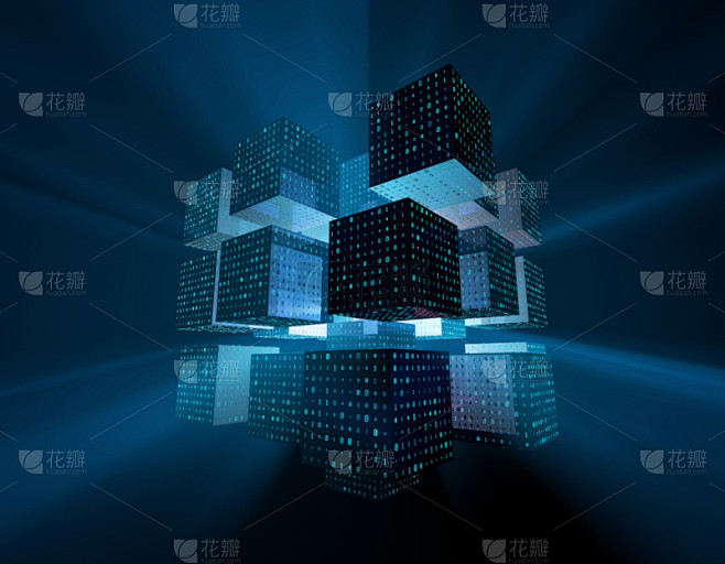 三维立体插图，代表未来金融科技数据时代，可以用在任何设计当中。