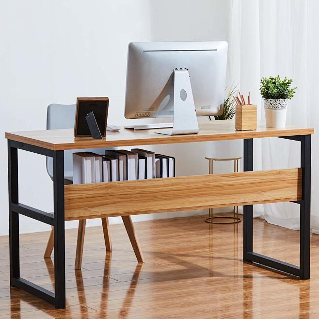 Amazon.com: Sedeta 55" Computer Desk with Bookshelf, Modern Office Desk ...
