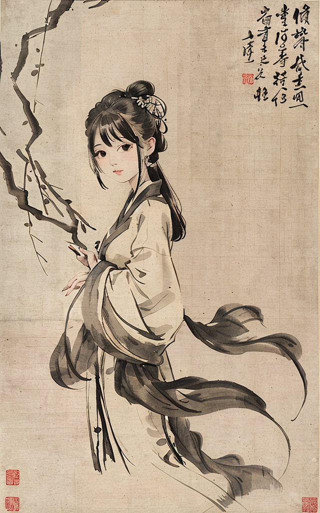 shukezouma, negative space, , shuimobysim , , portrait of a woman ...