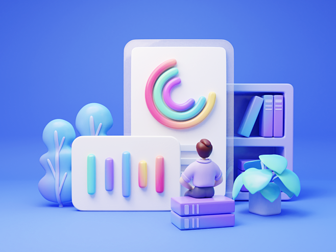 3D Data Chart Illustration3