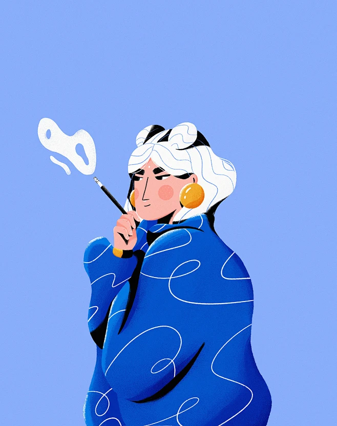 2D cold Character design ILLUSTRATION Procreate texture图片_插画-扁平人物图片素材-花瓣网