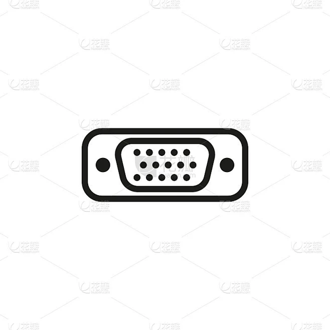 vga轮廓图标。孤立的线向量插图从电子连接收集。可编辑的细描VGA图标上的白色背景素材-花瓣网