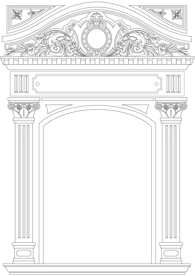 Ornamental classical arch in outline style vector-花瓣网