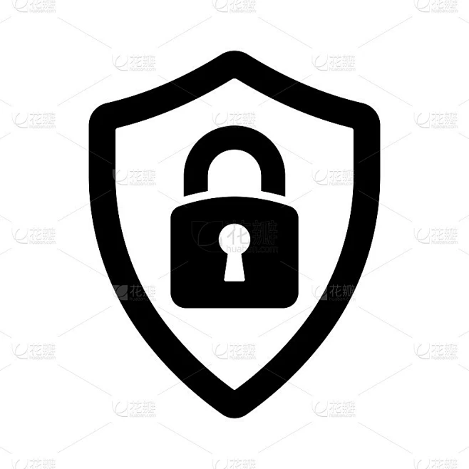 Security sign. Shield with padlock. Vector素材-花瓣网