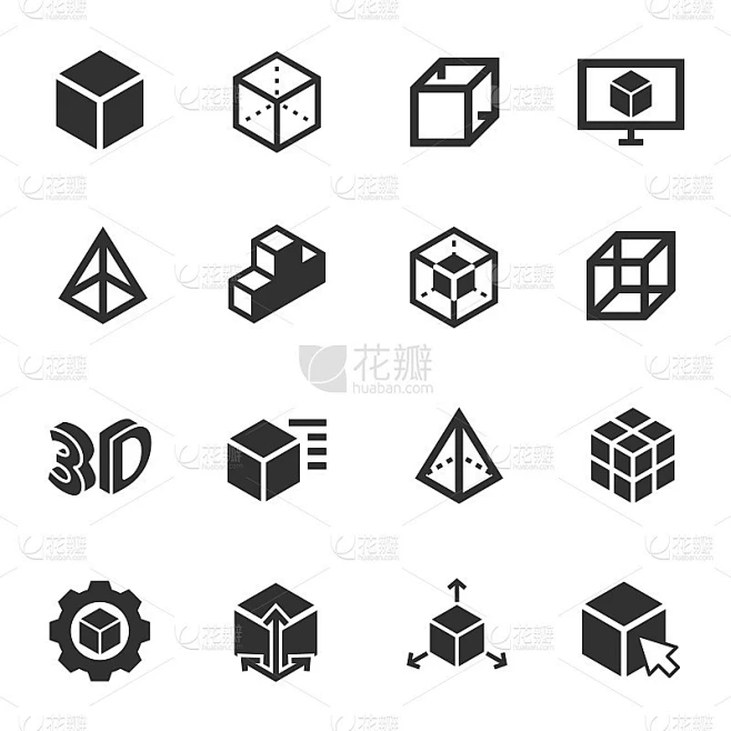 3D建模，图标设置。三维模型素材-花瓣网