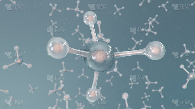 3D演示分子结构。分子化学，以原子的分子元素为背景。医学背景。基因组在分子水平