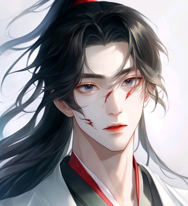 古风二次元美男子，战损，男生头像