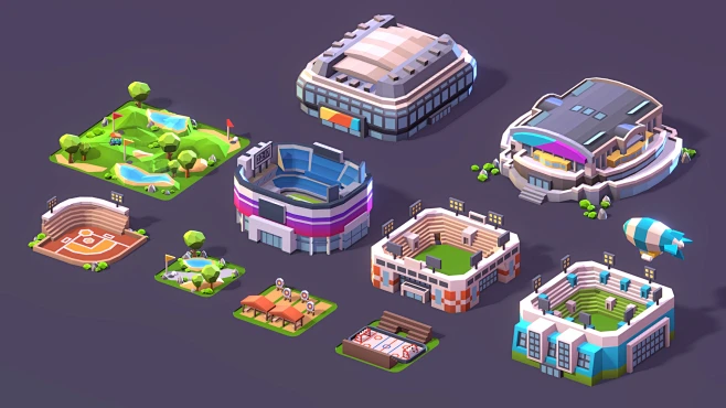 3dart blender building game 3dmodelling blender3d gamedev Isometric lowpoly Lowpolyart-花瓣网