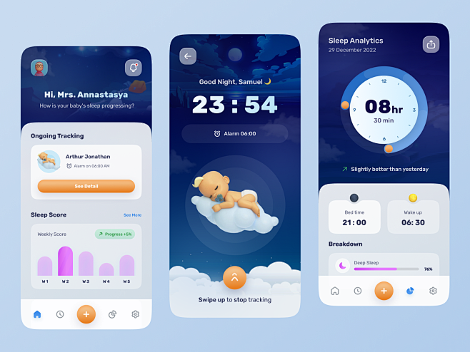Sleep Tracker Apps by Rizal Gradian for Vektora on Dribbble