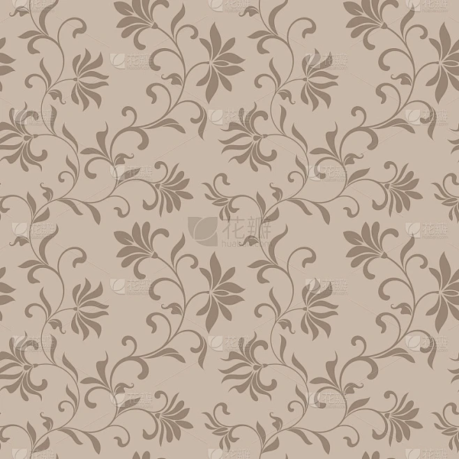 Seamless vector pattern. Abstract floral design. V素材-花瓣网