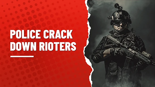 Minimalist Police Crack Down Rioters YouTube Thumbnail素材-花瓣网