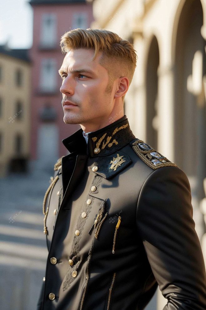 01292-1803624019-A handsome German male officer stood in the square of ...