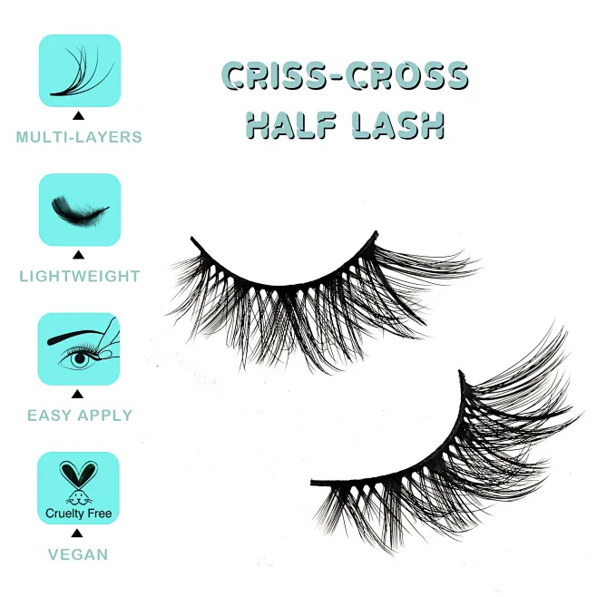 Amazon.com: APCYUST Half Lashes Mink Lashes Fluffy Wispy Eyelashes ...