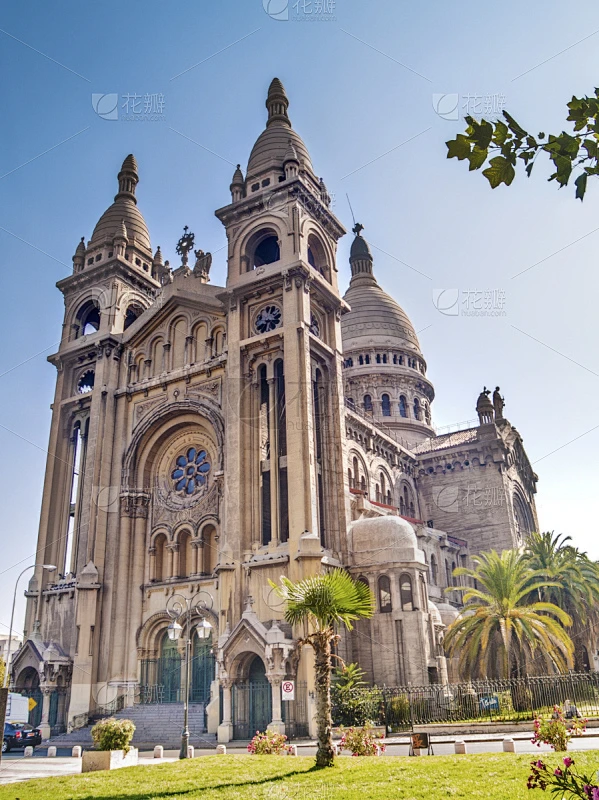 教堂,圣地亚哥德古巴,圣地亚哥 ,智利,垂直画幅,天空,外立面,无人,古老的,户外素材-花瓣网