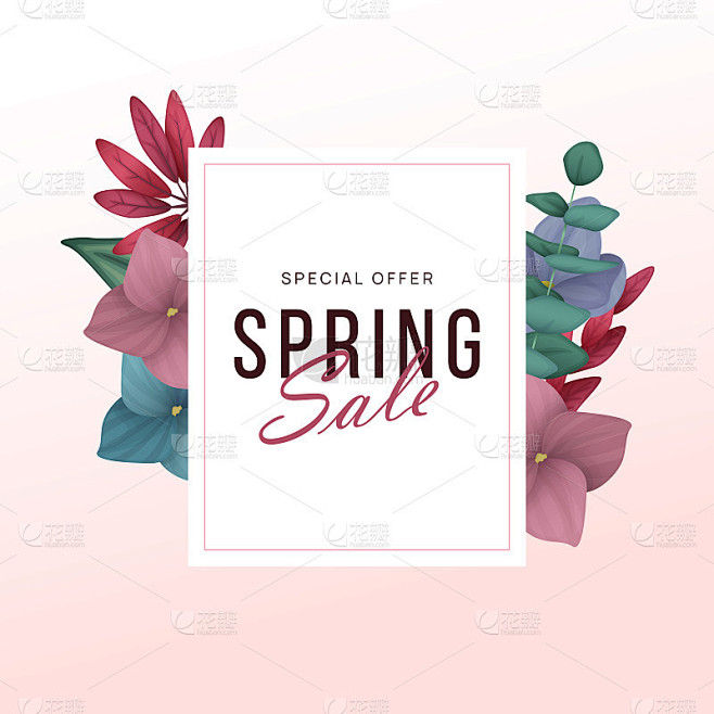 Spring sale background with beautiful flowers