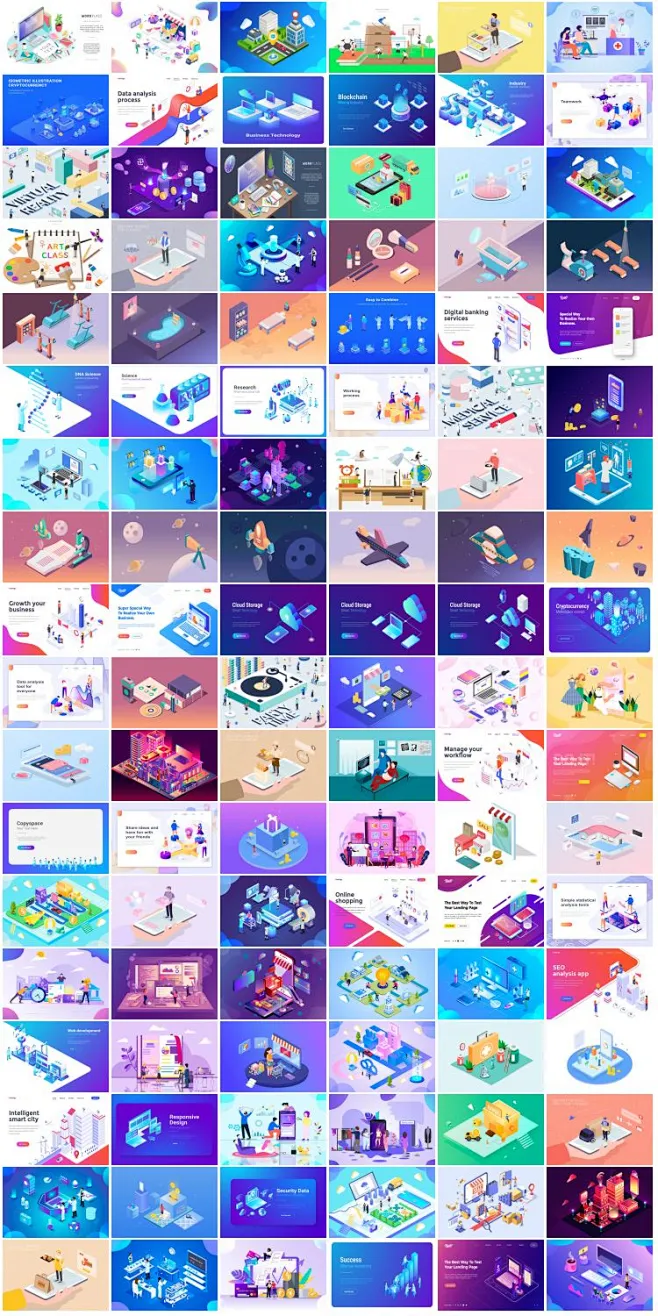 2.5D互联网科技扁平化人物UI运营活动banner插画矢量Ai设计素材图-淘宝网-花瓣网