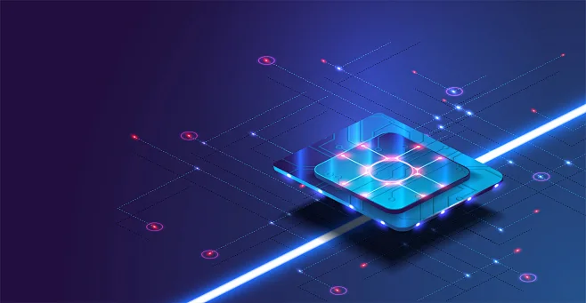 Futuristic microchip processor CPU concept.Digital chip : Futuristic ...