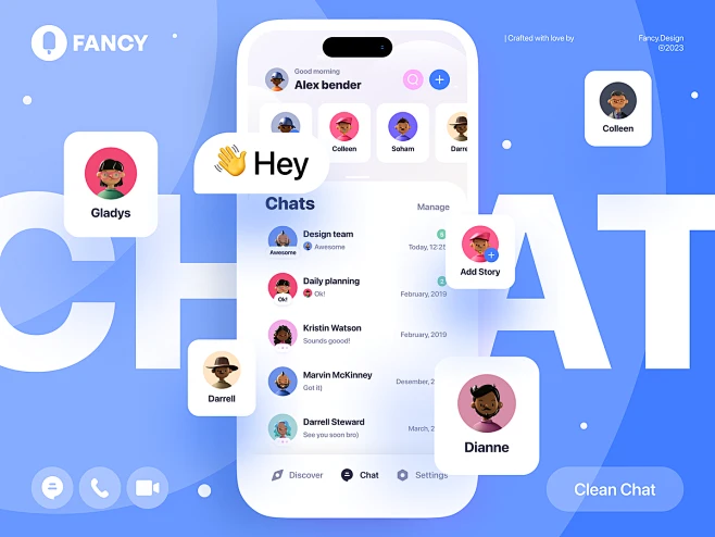 Clean Chat app (Mobile UX/UI) app app design branding chat clean ...