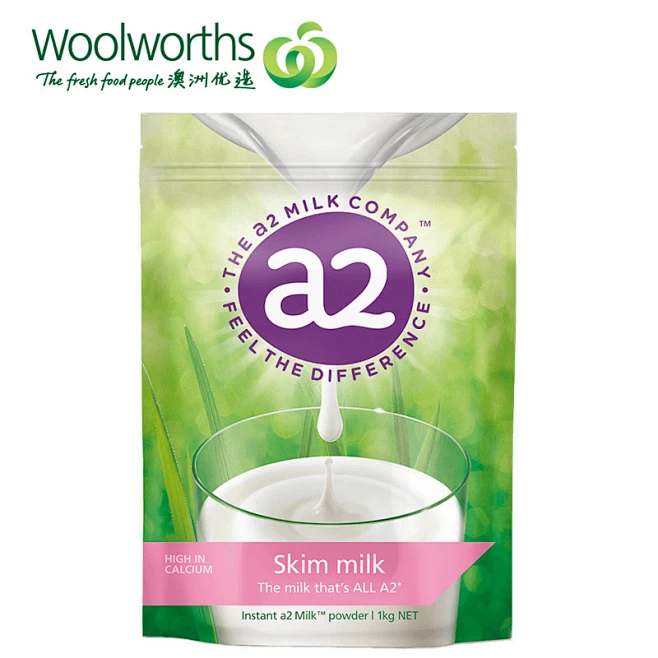 澳洲原装进口a2脱脂奶粉青少年成人速溶早餐高钙牛奶粉1KG*2袋-tmall.hk天猫国际-花瓣网