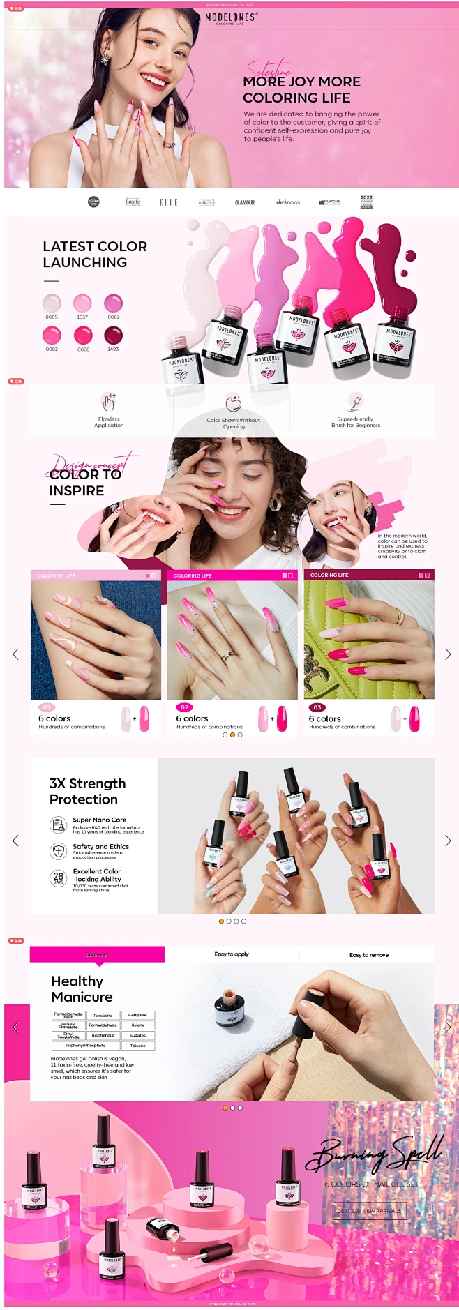 Modelones Pink Gel Nail Polish Set 6 Colors, Hot Pink Tones Spring ...