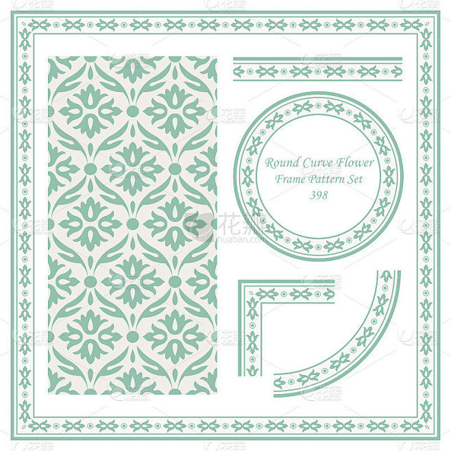 Vintage Border Pattern 398 Round Curve Cross Flowe