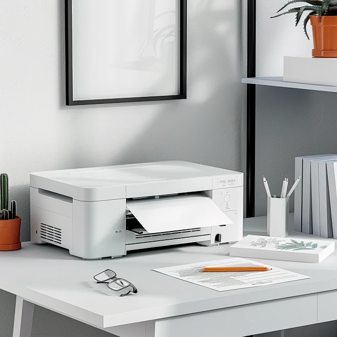 doria4298__White_clean_background_wall__a_new_printer__and_an_A ...