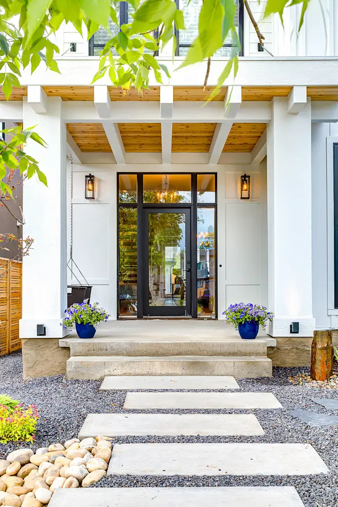 Inspiration for a large cottage entryway remodel in Calgary with a ...