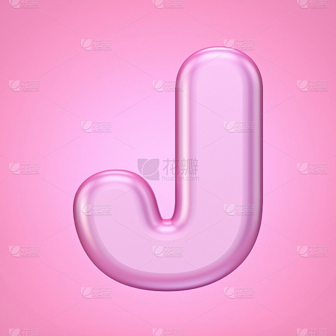 Pink font Letter J 3D